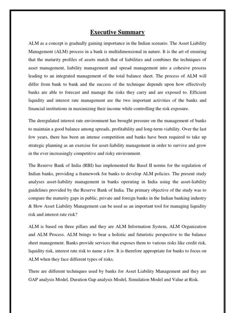 Asset Liability Management In Banks Asset Liability Management