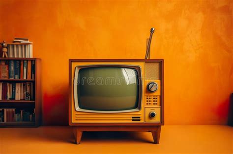 A Retro Tv Set With Rabbit Ears Focusing On The Grainy Screen And The
