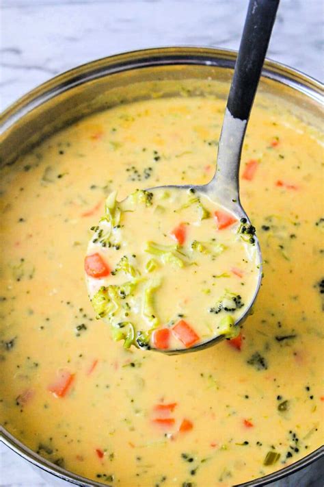 Creamy Broccoli Beer Cheese Soup In Dutch Oven On Stove Top