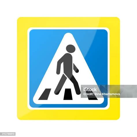 파란색 배경에 보행자 횡단 표지판입니다 교통 법규의 개념 도시의 도로 안전 얼룩말 횡단 아이콘에 보행자 사실적인 3d 벡터 일러스트 레이 션은 흰색 배경에 고립되어 있습니다