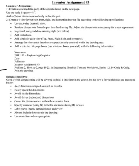 Solved Inventor Assignment 3 Computer Assignment I Create