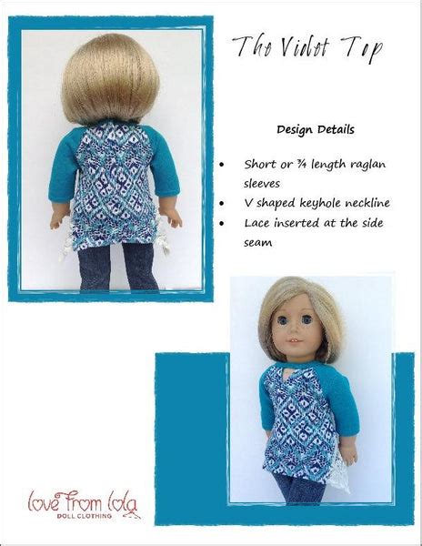 Love From Lola The Violet Top Doll Clothes Pattern 18 Inch American