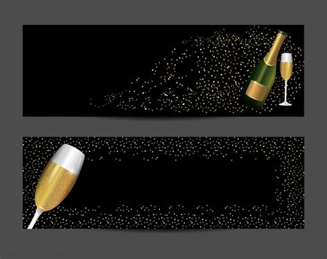 Premium Vector Set Bottle And Glass Champagne Celebration