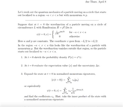 Solved This Is A Problem For An Intro To Quantum Mechanics Chegg