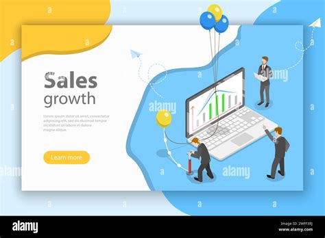 Isometric Flat Vector Concept Of Financial Growth Indicators Improvement Increasing Efficiency