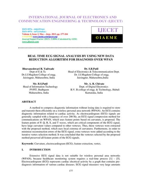 Ecg Signal Analysis For Myocardial Infarction Detection Pdf