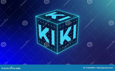 Cube With Inscription Ki Concept Of Visualization Of Artificial Intelligence On Blue