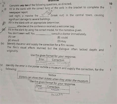 Complete Any Ten Of The Following Questions Studyx