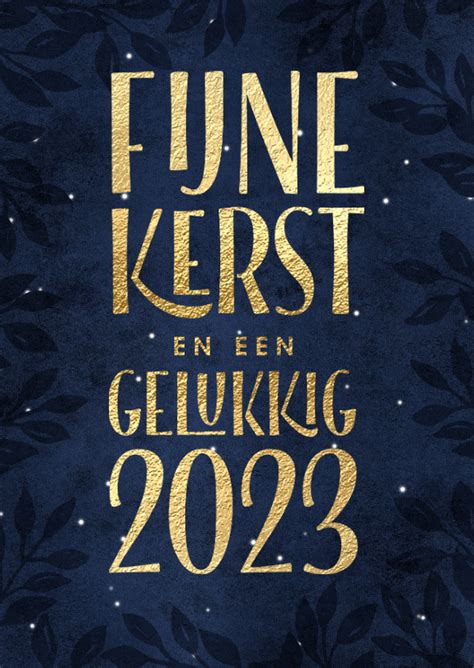 Kerstkaart Fijne Kerst Gelukkig In Goud 2023 Kaartje2go