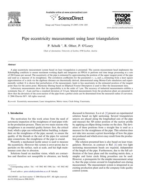 Pdf Pipe Eccentricity Measurement Using Laser Triangulation