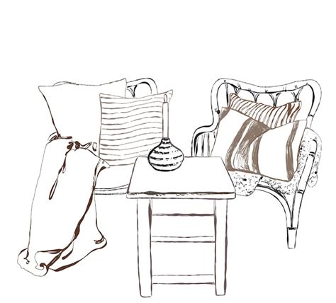 Premium Vector Hand Drawn Room Interior Reading Place Sketch Chair