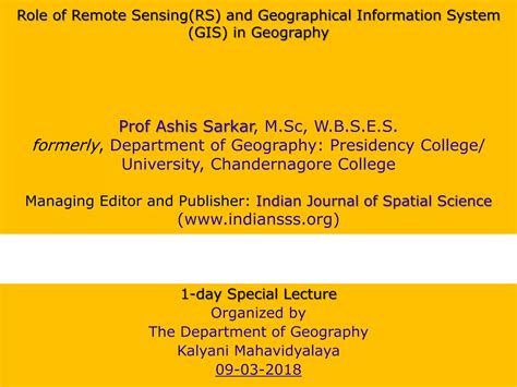 Role Of Remote Sensing Rs And Geographical Information System Gis In Geography Ppt