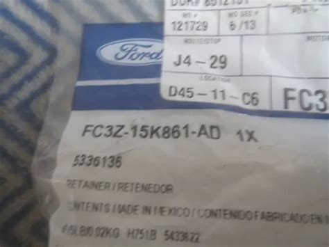 Nos Ford Hardware Retenedor Parte N Mero Fc Z K Ad Nuevo Eur Picclick Fr