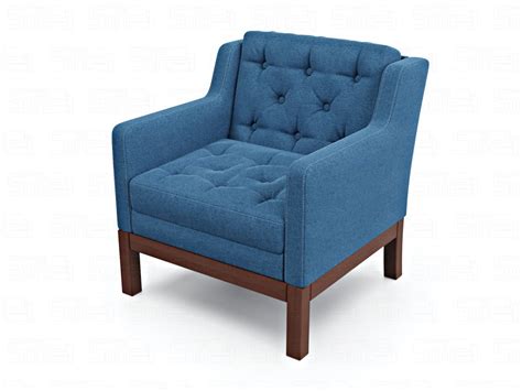 Дизайнерское мягкое кресло Soft Element Нептун на деревянных ножках рогожка синий венге