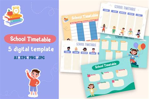 Template School Timetable 5pcs
