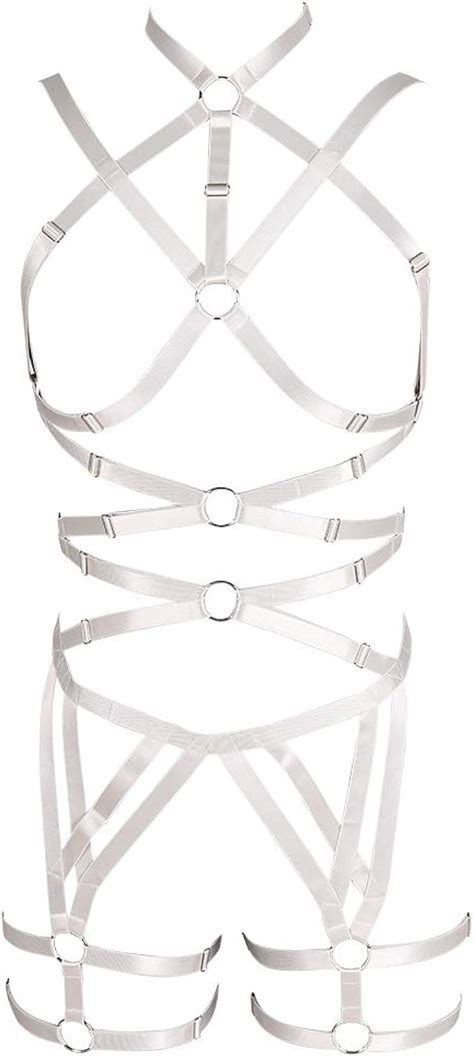 Arnés recortado punk para mujer Cuerpo Lencería con tiras completas Cintura Ligueros Conjunto