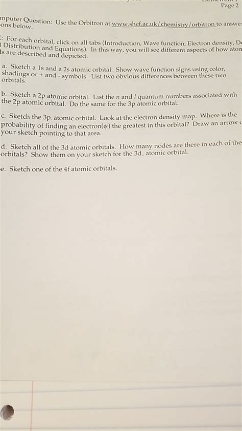 Solved Page 2 Ons Below Tion Use The Orbitron At Chegg Com