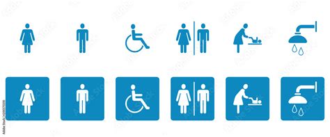 WC Toiletten Piktogramme In Blau Stock Vektorgrafik Adobe Stock