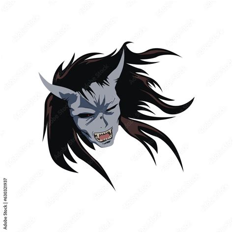 Devil Face Character Design In Anime Cartoon Vector Illustration
