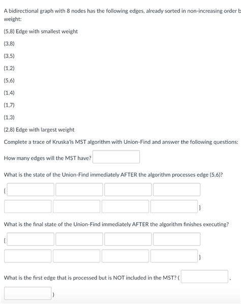Solved A Bidirectional Graph With 8 Nodes Has The Following