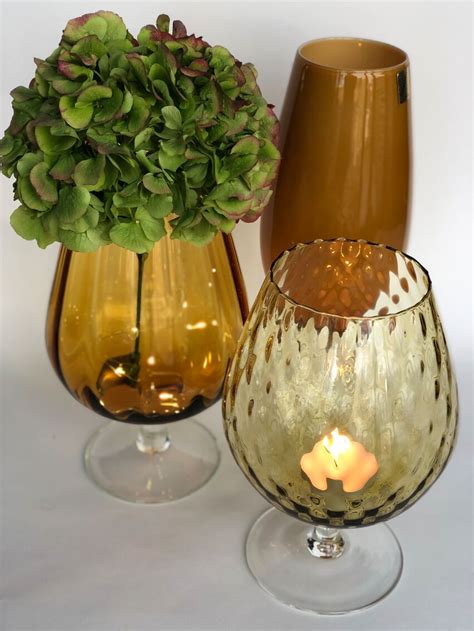 Vase En Verre Texturé De Couleur Miel Des Années 60 70 Italie Empoli