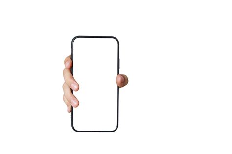 흰색 배경에 고립된 스마트폰을 들고 있는 손 투명한 모바일 화면 모형 손에 대한 스톡 사진 및 기타 이미지 손 휴대전화 보여주기 Istock