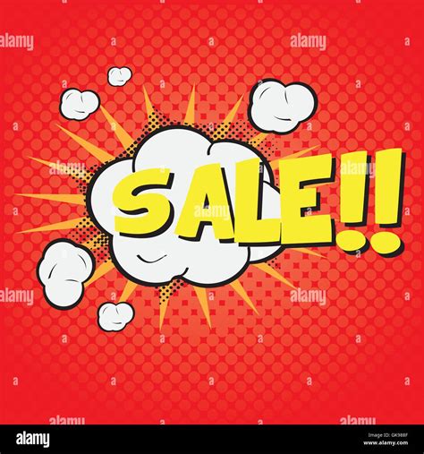 Sale Pop Art Design On Comic Expression Vector Illustration Stock