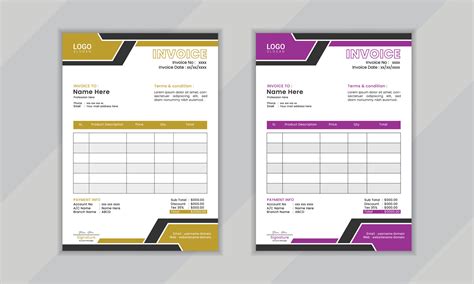 Modern Creative Professional Vactor Corporate Invoice Layout Design