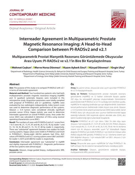 Pdf Interreader Agreement In Different Pi Rads Systems In Multiparametric Prostate Magnetic