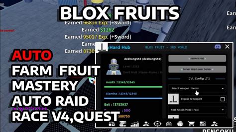 ROBLOX BLOX FRUITS Script UPDATE AUTO FARM FRUIT MASTERY QUEST AUTO RAID RACE V