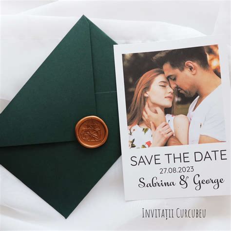 Invitație De Nuntă Cu Plic Verde Pădure Si Cu Poza