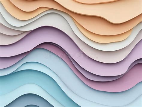 Abstract Wave Pattern Pastel Colors Layered Design Smooth Texture Stock Illustration