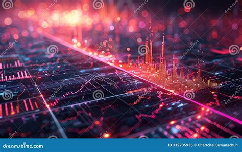 Stock Trading Chart In Future Design Suitable For Signing Web Page Or