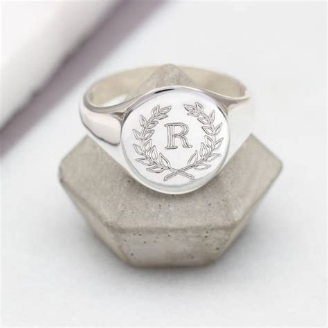 Sterling Silver Personalised Initial Signet Ring Hurleyburley