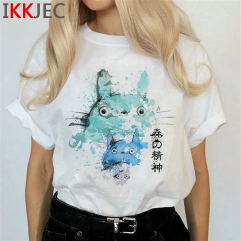 애니메이션 하라주쿠 일본 티셔츠 여성 미야자키 하야오 얼짱 귀여운 티셔츠 재미있는 만화 티셔츠 90 년대 그래픽 탑 티셔츠 여성