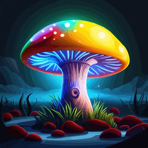 Glowing Spotted Fluorescent Mushroom Mystic Luminescent Forest