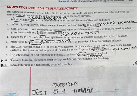 Solved KNOWLEDGE DRILL 10 3 TRUE FALSE ACTIVITY The Chegg