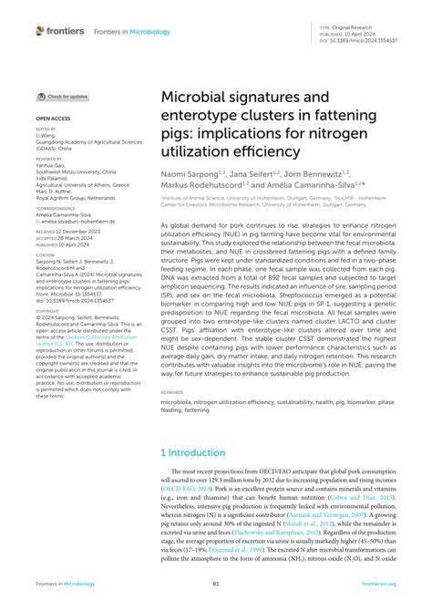 Pdf Microbial Signatures And Enterotype Clusters In Fattening Pigs