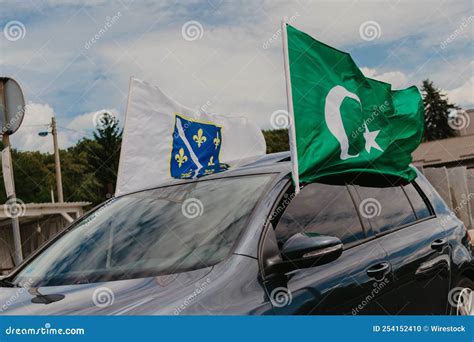 Flag Of Pakistan Waving In The Wind From A Car Stock Photo Image Of
