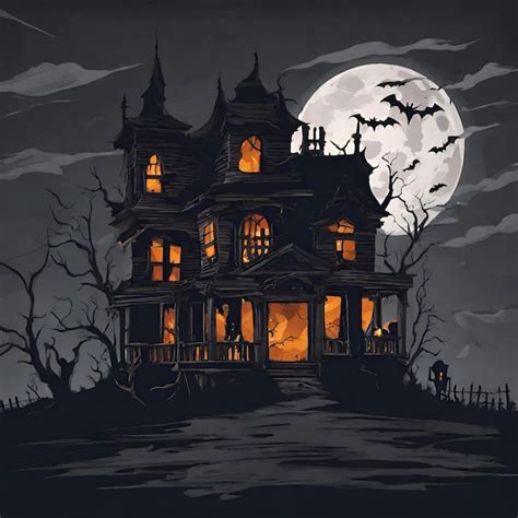 Premium Photo A Haunting Halloween Night Under The Harvest Moon