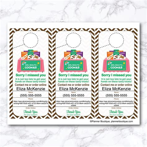 Girl Scout Cookie Sales Door Hanger Cookie Door Hanger Troop Etsy