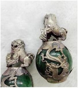 Ym Tibet Zilveren Draak Groene Jade Phoenix Ba Grandado