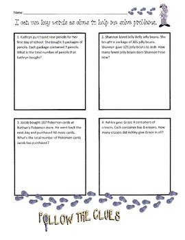 Problem Solving Using Key Words By Stephanie Woodward TpT