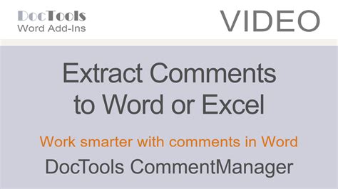 Video Extract Comments To Word Or Excel With Doctools Commentmanager