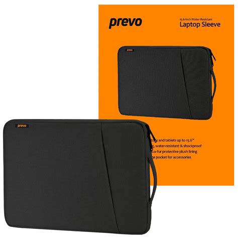 Prevo 15 6 Inch Laptop Sleeve Side Pocket Cushioned Lining Black