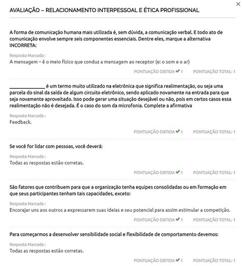 Avaliação Relacionamento Interpessoal e Ética Profissional FAVENI