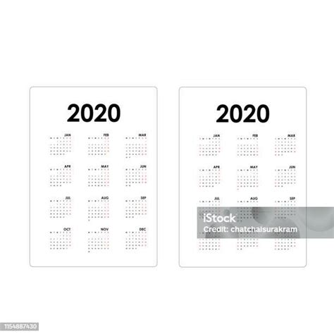 2020 Takvim Template Calendar 2020 Kümesi 12 Months Yıllık Takvim