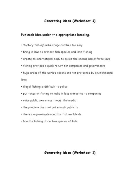 Ielts Writing Task 2 Worksheet 1 Generating Ideas Pdf