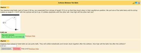 solved collision between two balls part a two identical