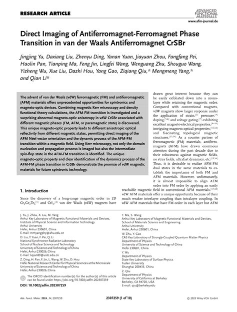 Direct Imaging Of Antiferromagnet‐ferromagnet Phase Transition In Van